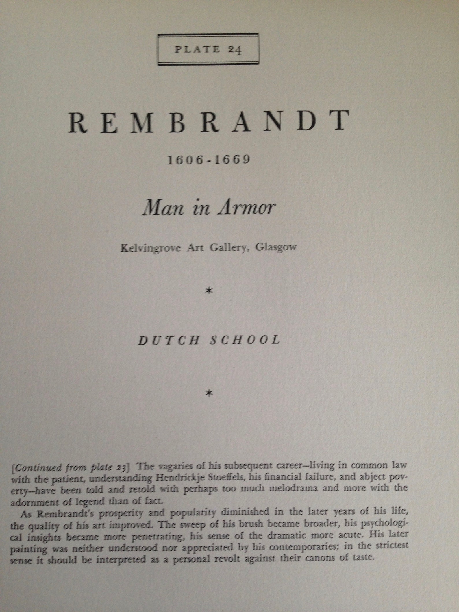 Man in Armor by Rembrandt Art Masters Color Lithograph Vintage Poster ...