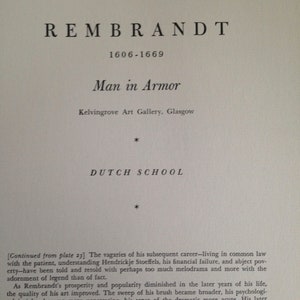 Man in Armor by Rembrandt Art Masters Color Lithograph Vintage Poster ...
