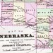 Nebraska USA State Map 1896 Antique Victorian Copper Engraving Vintage ...