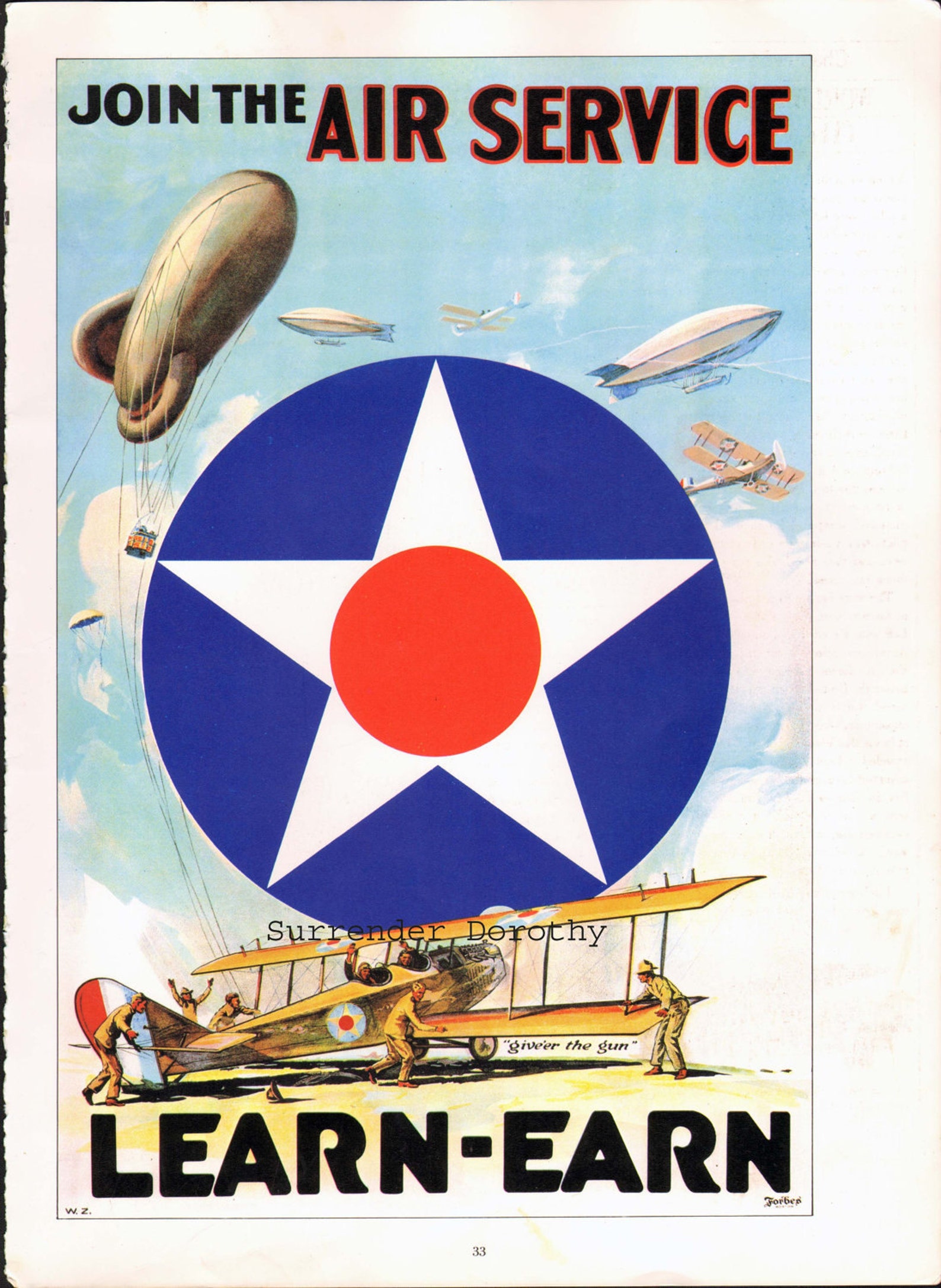 Early Air Force Recruiting Poster 1910 Aviation Color | Etsy