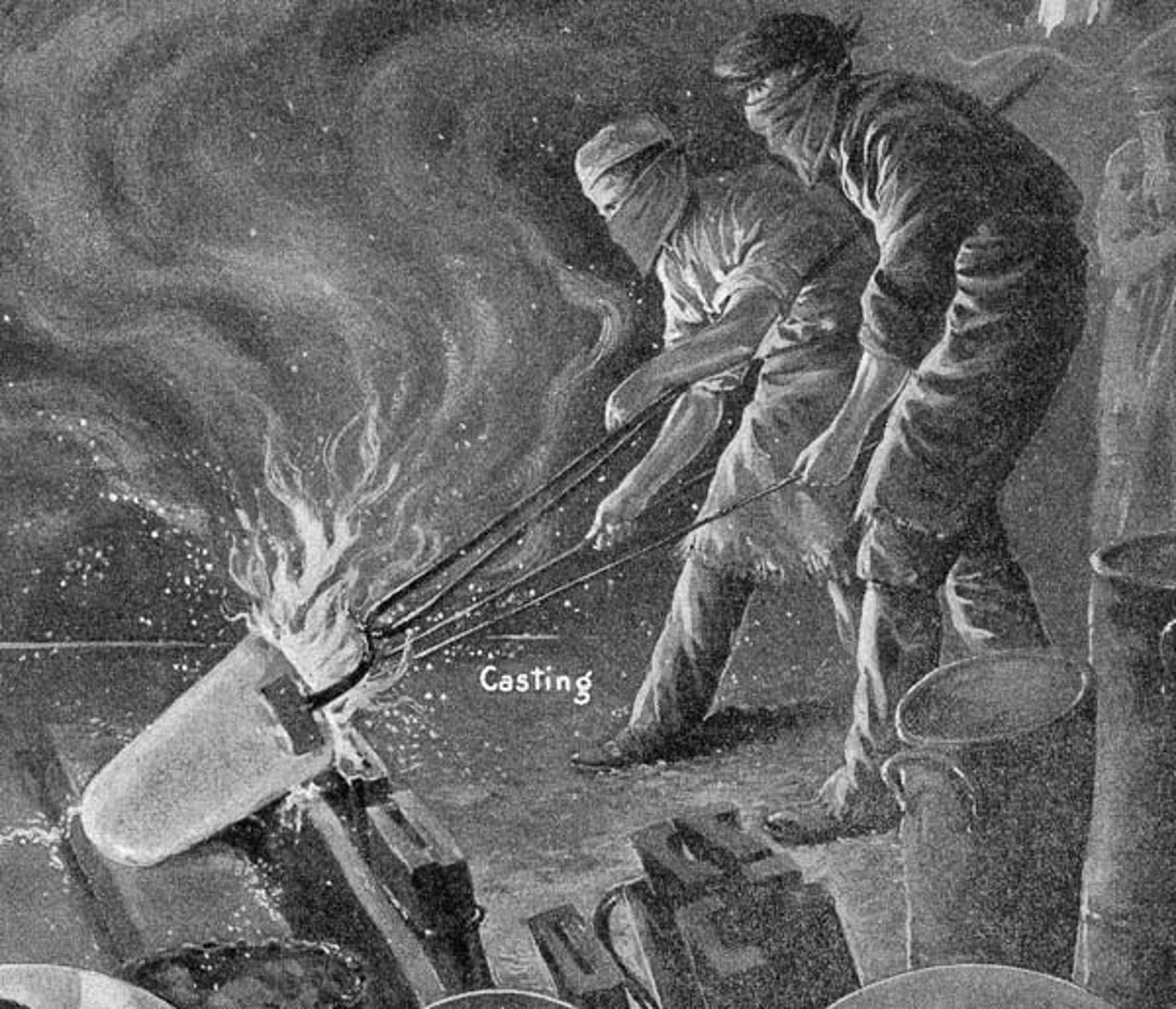 Art of Silversmith Forge Invention Vintage Illustration to Frame 1928 ...