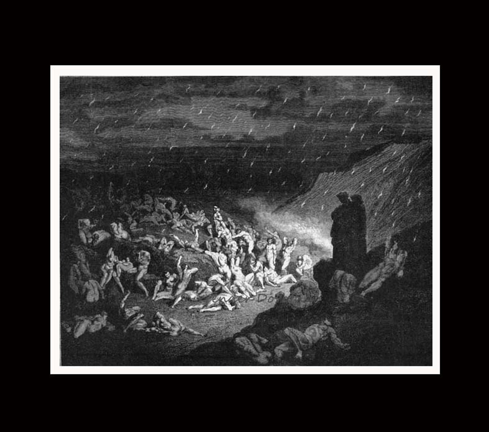 Violent Tormented Rain of Fire Inferno Canto 14 Vintage Engraving by ...