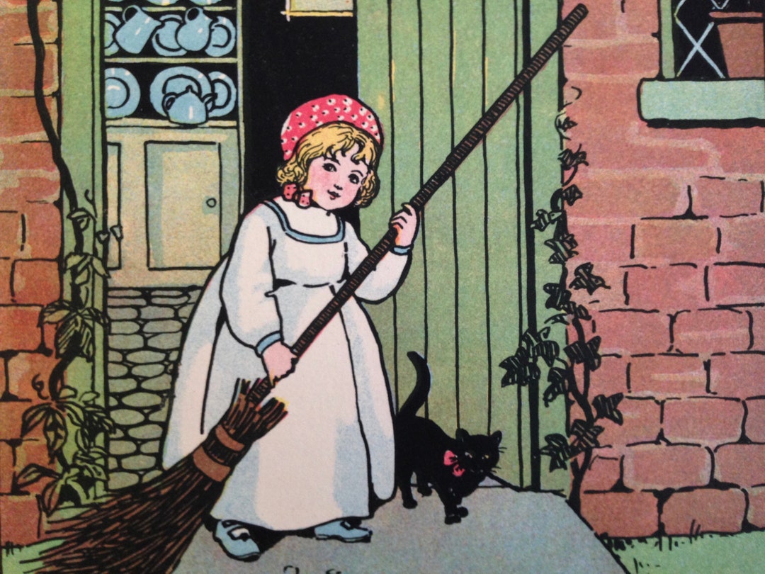 Clever Little Maid Edwardian Vintage 1908 Children's Lithograph Print ...