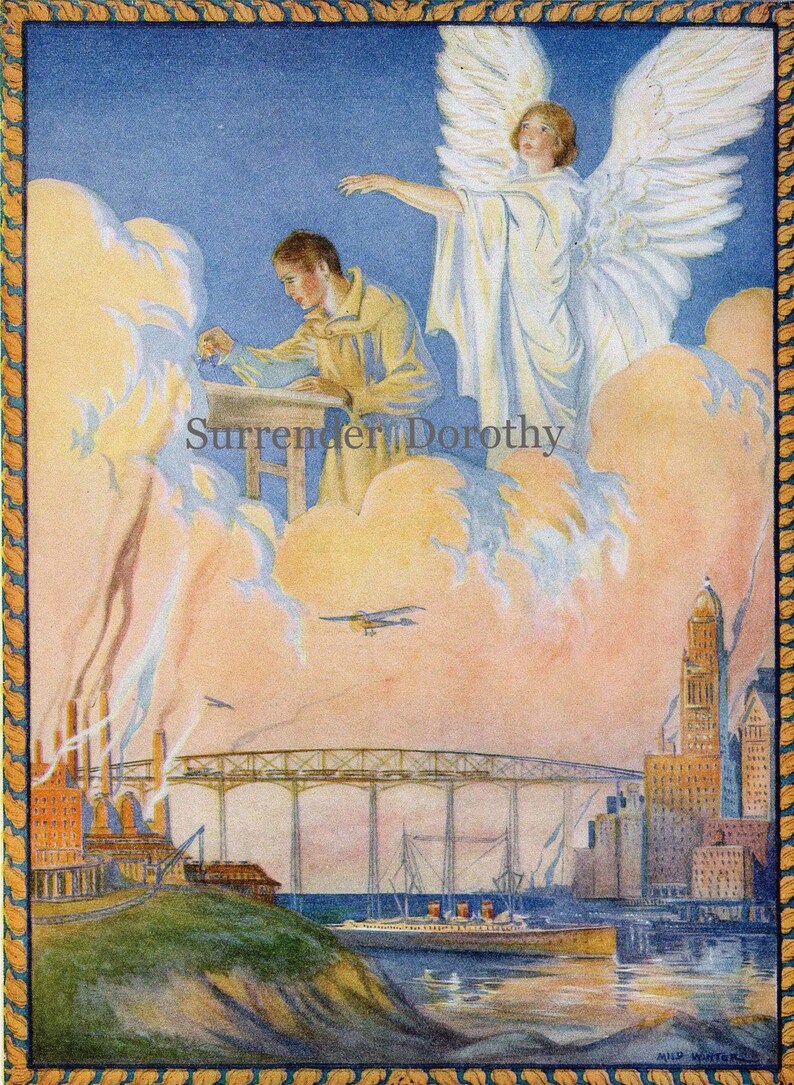 Guardian Angel 1920s Color Lithograph for Your Student's Bedroom - Etsy