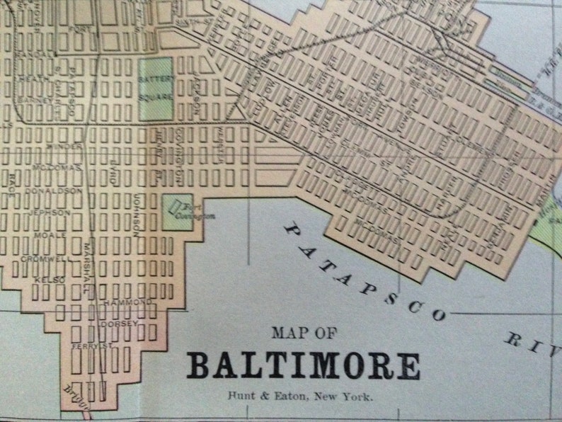 Baltimore Maryland Map 1890 Vintage Victorian Antique Copper - Etsy