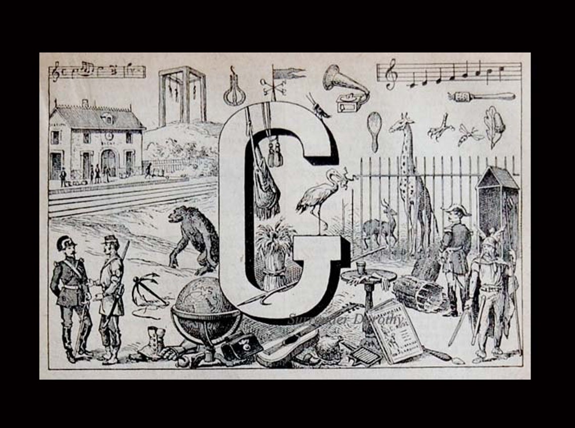 Letter G French Dictionary Alphabet Chart Paris France to | Etsy