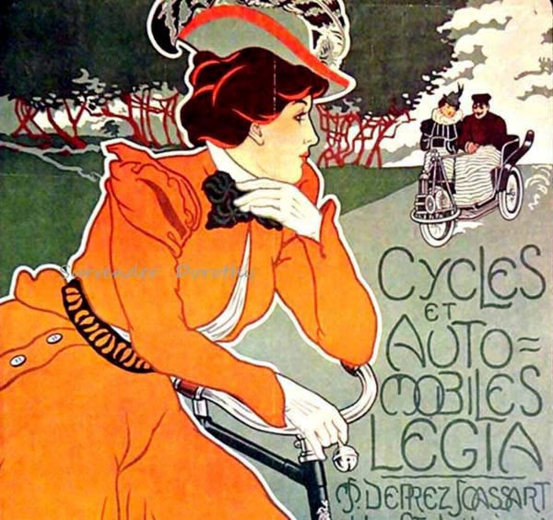 Legia Bicycles Georges Gaudy Art Nouveau 1898 Lithograph Poster ...