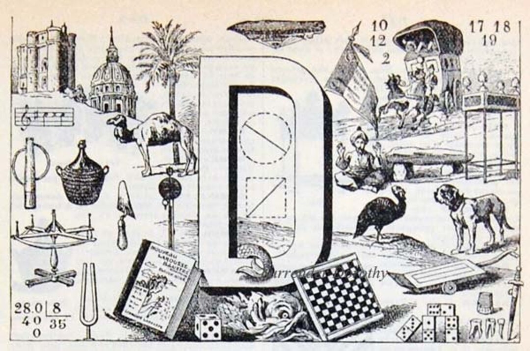 Letter D French Dictionary Alphabet Chart Paris France to Frame Black ...