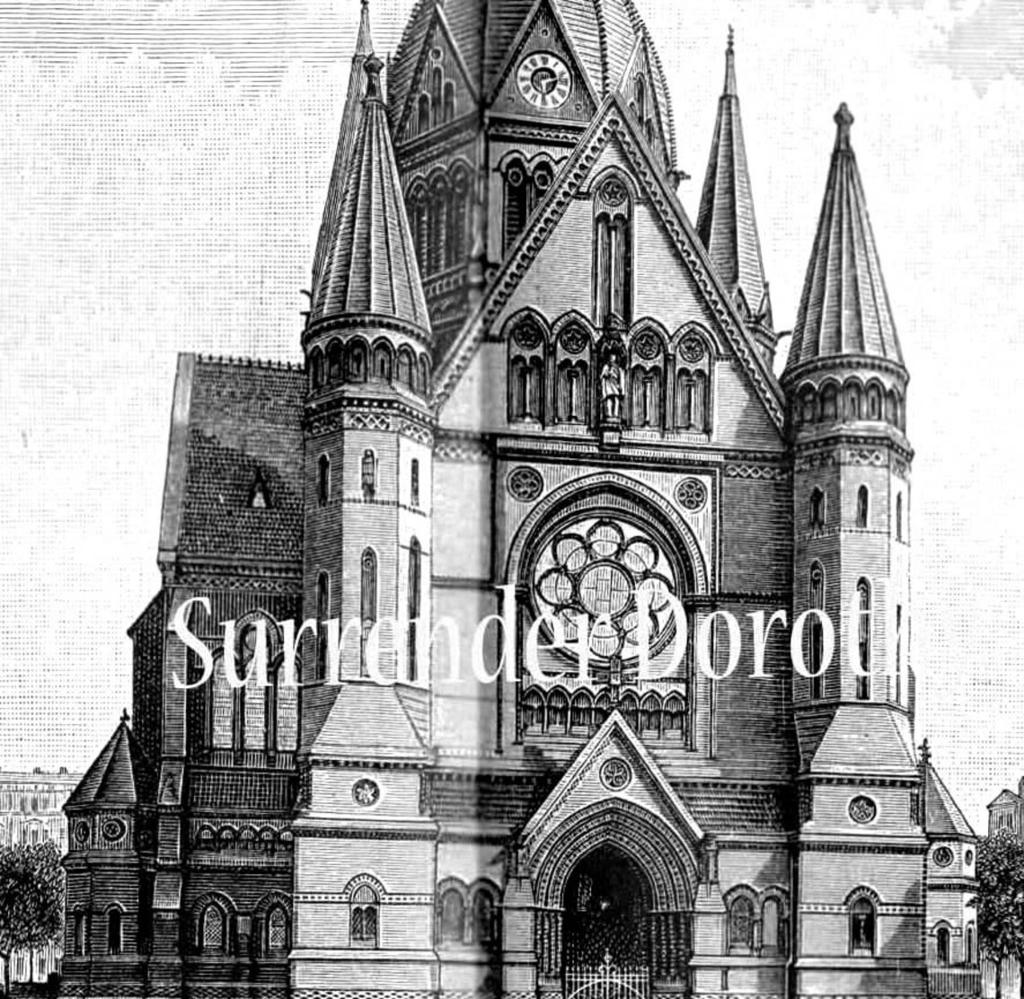 Gothic Architecture Berlin Germany 1887 Antique Victorian Steel ...