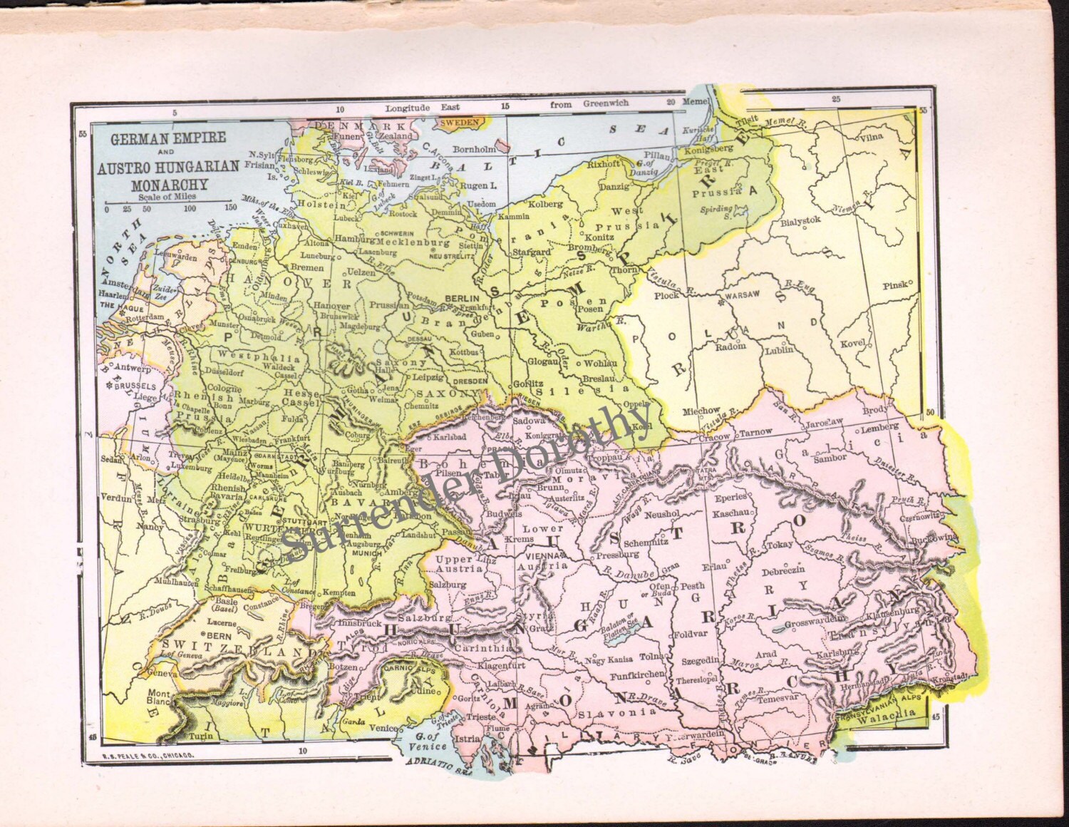 1889 Map Germany German Empire Antique Cartography Perfect For | Etsy