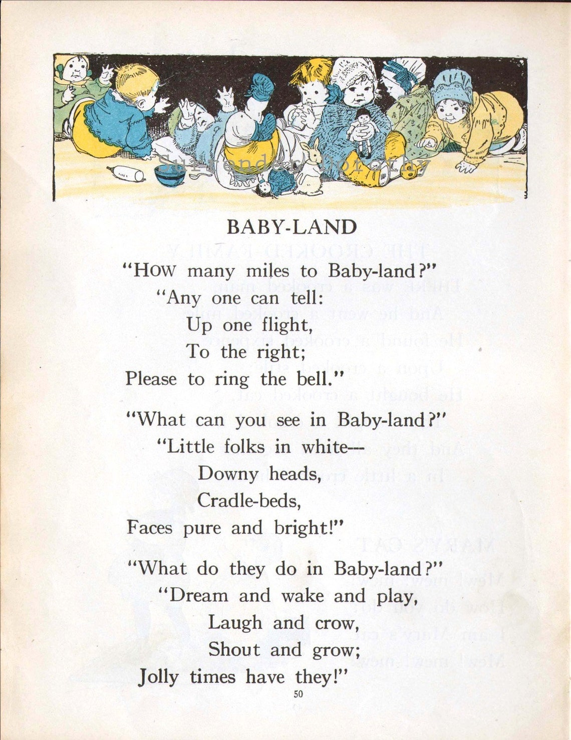 Baby Land Vintage Chldren's Nursery Illustration and Verse - Etsy