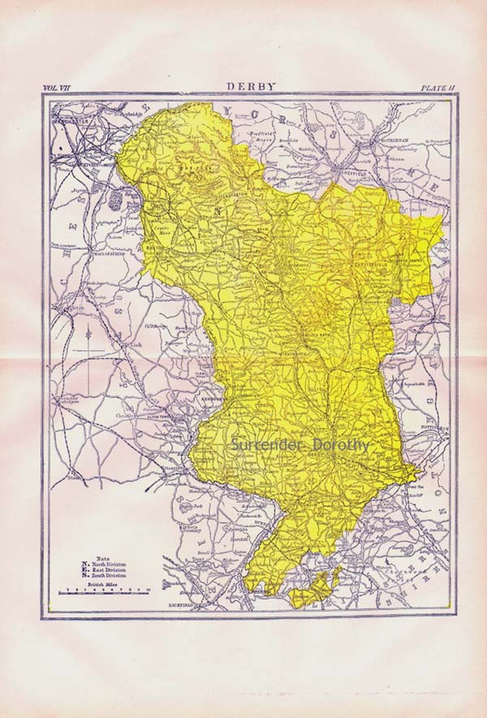Derby County England Map Antique Copper Engraving Vintage - Etsy