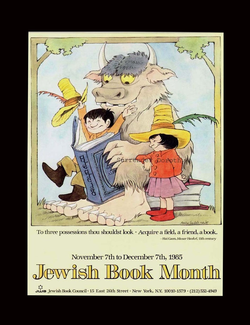 Jewish Book Month Maurice Sendak Nursery Poster to Frame - Etsy