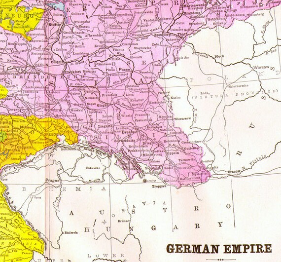 Mapa del Imperio Alemán Grabado de cobre vintage Cartografía - Etsy España