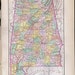 Alabama Map USA United States 1896 Victorian Era Antique Copper ...