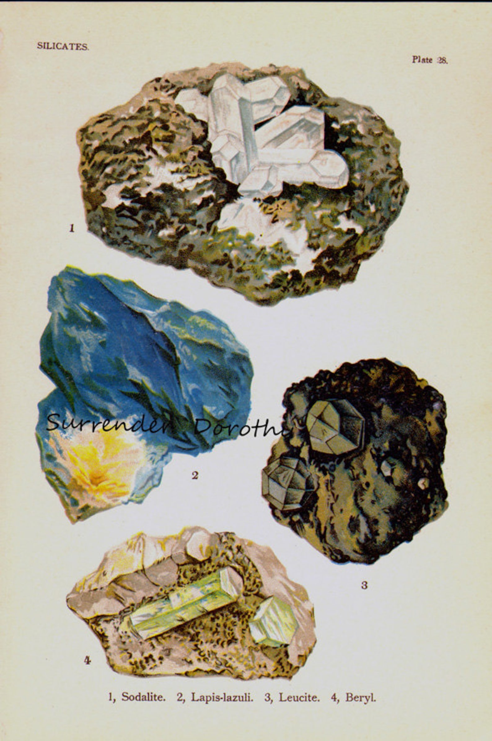 Sodalite Lapis-lazuli Leucite Beryl Crystal Stone Mineral Vintage ...