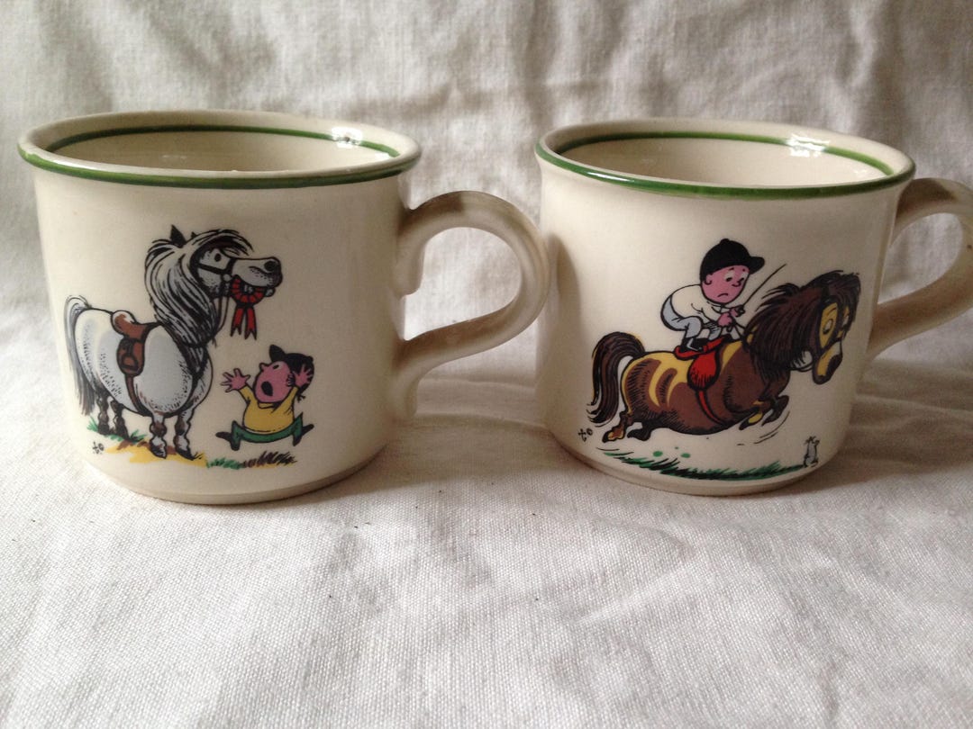 2 Norman Thelwell Horse Mugs Grays Aldridge Staffordshire England 1960s ...