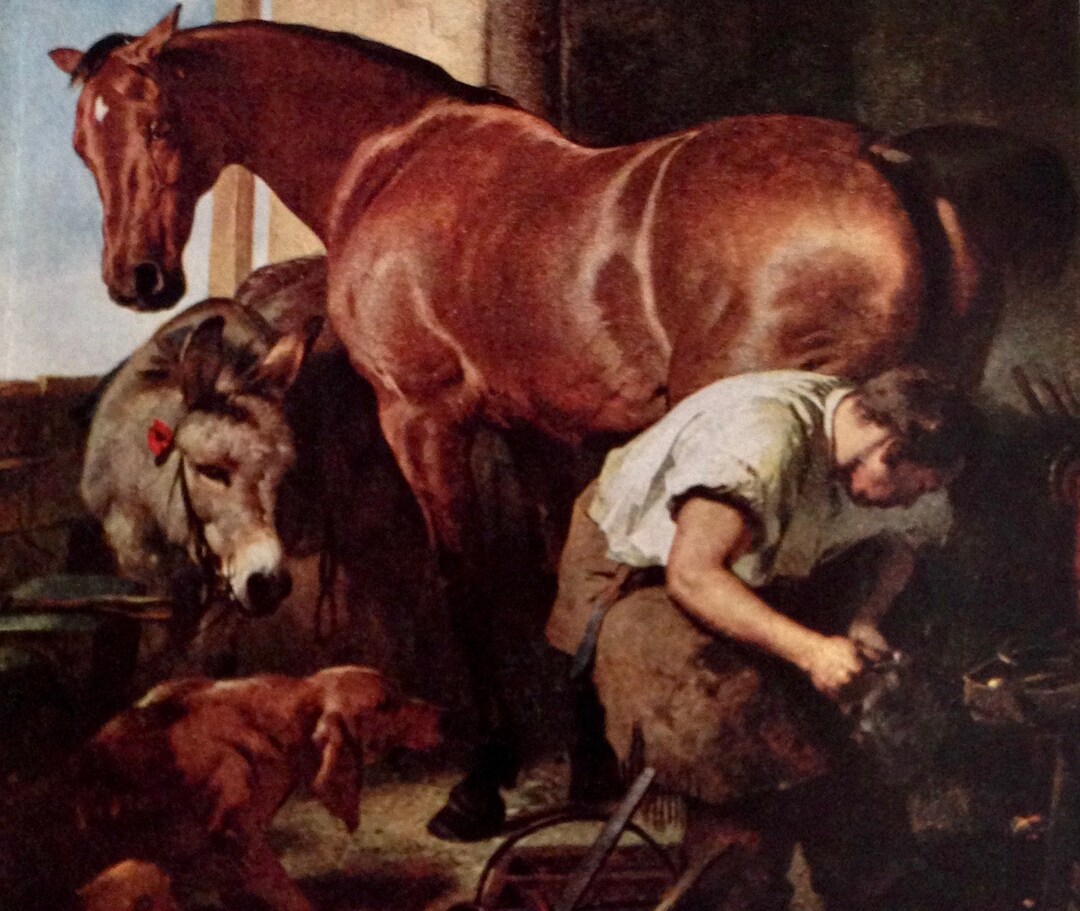 Shoeing the Bay Mare by Landseer Art Masters Color Lithograph Vintage ...