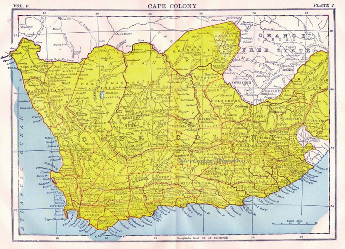 Cape Colony Africa Map Antique Copper Engraving Vintage - Etsy