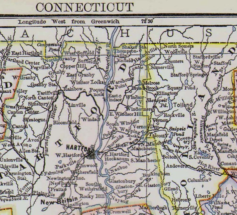 Connecticut USA State Map Antique Aquatint Copper Engraved - Etsy