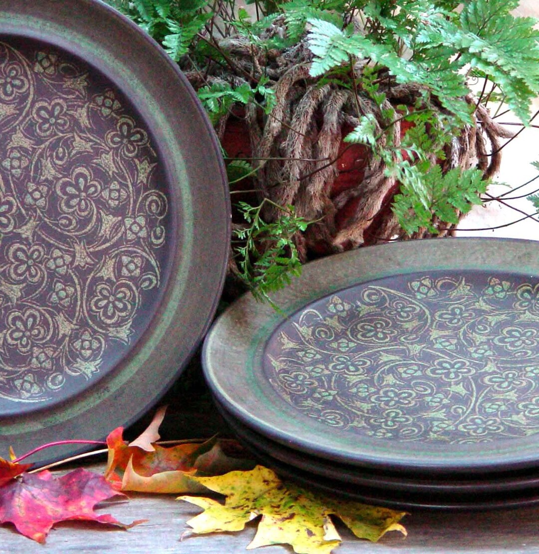 Franciscan Madeira Dinner Plates Set TWO Retro Ironstone Brown and Sage ...