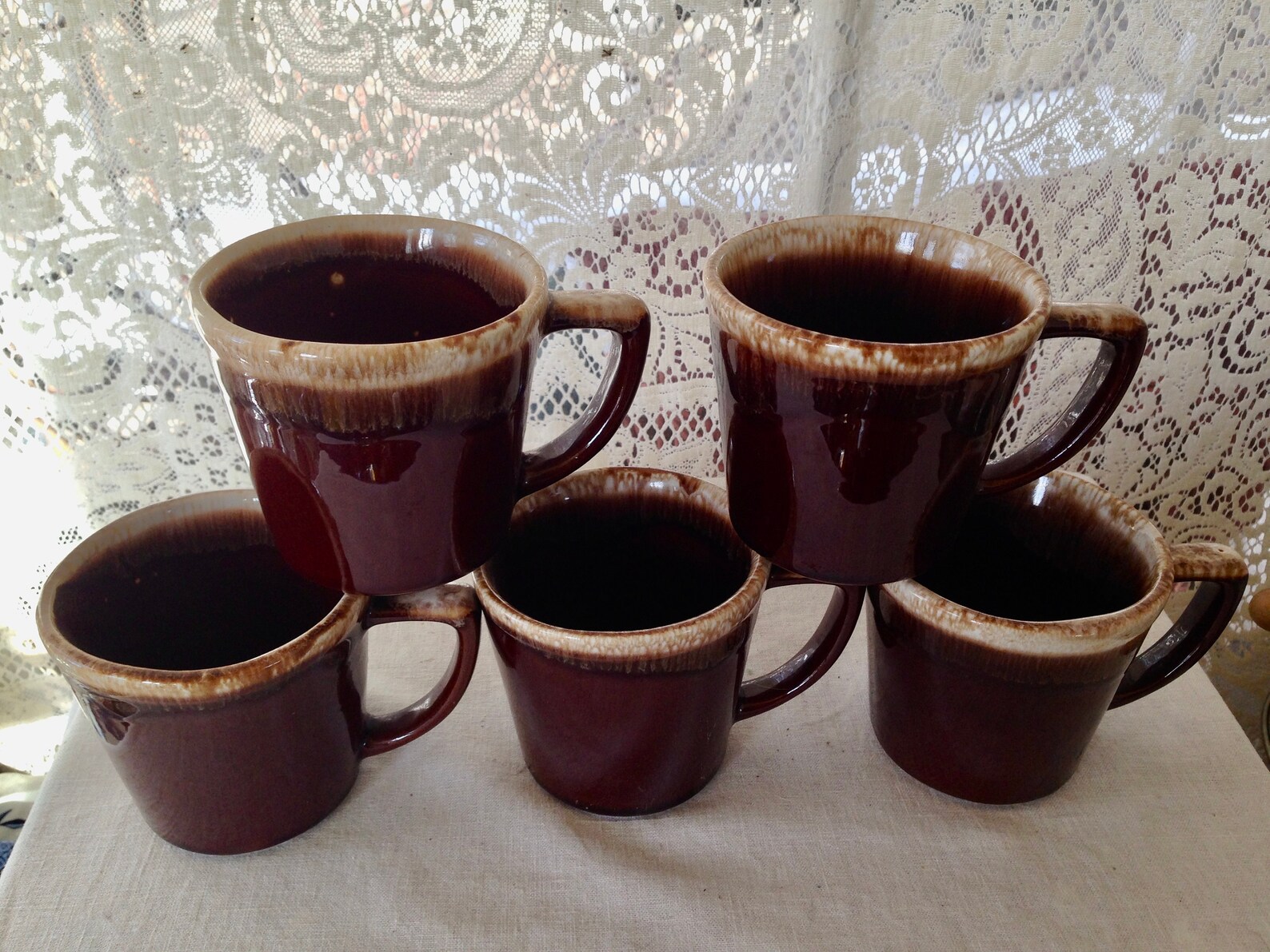 Mccoy Drip Edge Coffee Mugs Set of 5/five D Handle 1960s Retro - Etsy