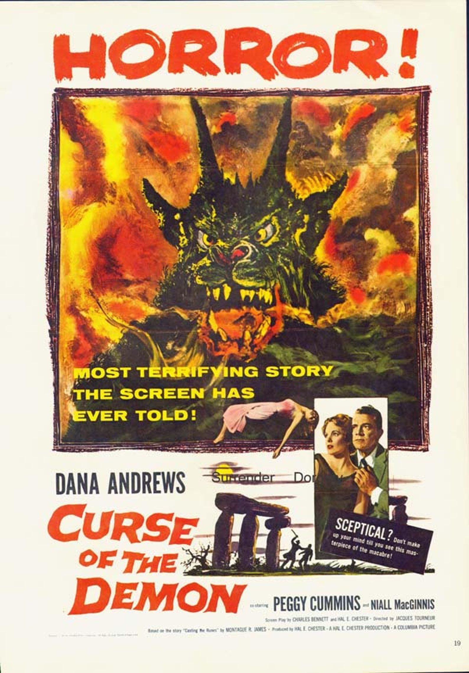 Curse of the Demon 1950s Film Sci Fi Horror Movie Poster Full - Etsy
