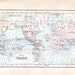 1896 World Map Showing Tidal Waves Vintage Victorian Era Copper ...