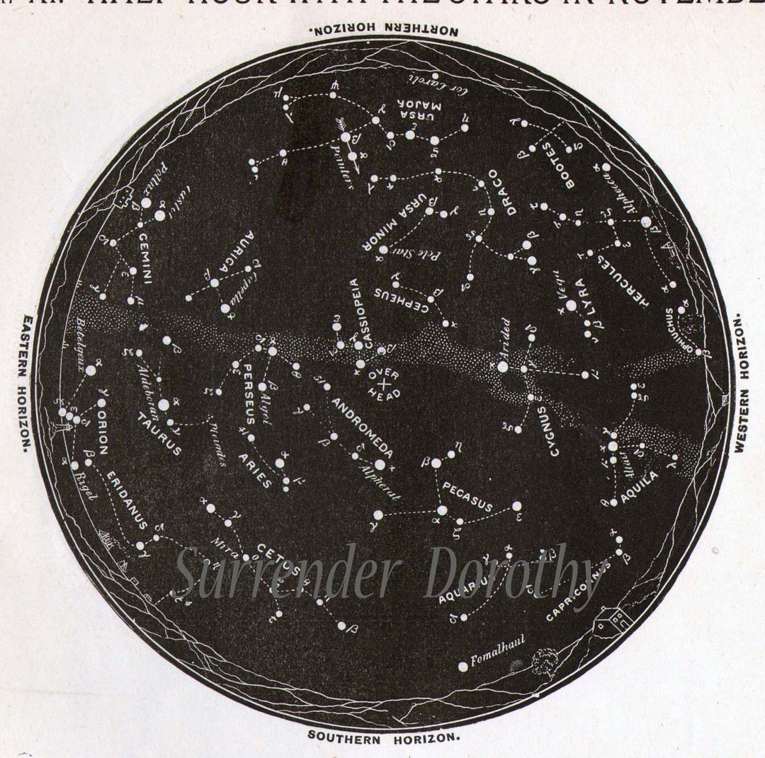 Star Charts for October and November 1886 Antique Astronomy Astrology ...
