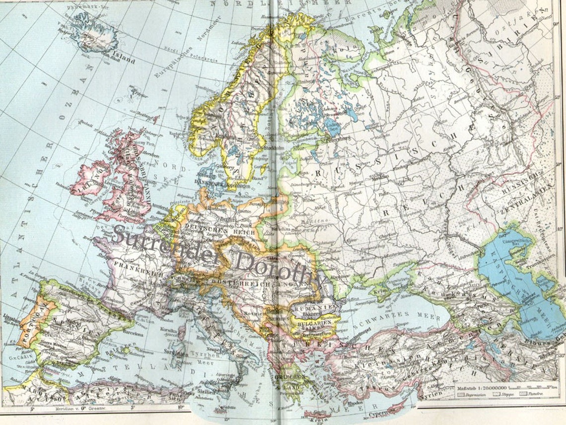 Map Europe Russia Edwardian Era 1903 Antique Steel Engraving | Etsy