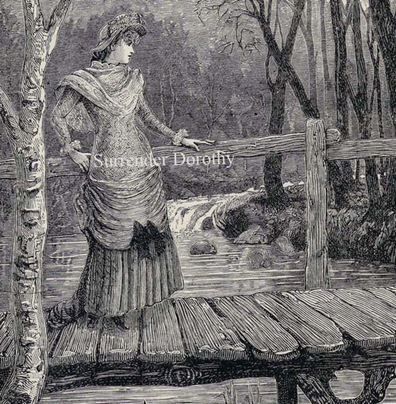 On the Bridge Where Rivers Meet 1892 Romantic Vintage | Etsy