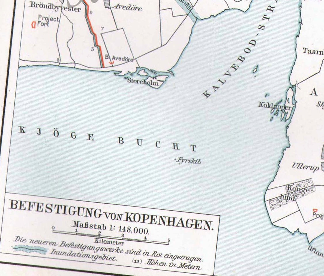 Map Copenhagen Denmark Fortification Edwardian 1903 Antique Steel ...