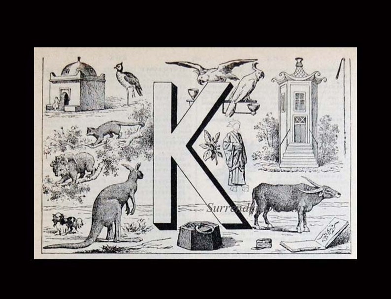 Letter K French Dictionary Alphabet Chart Monogram Paris - Etsy