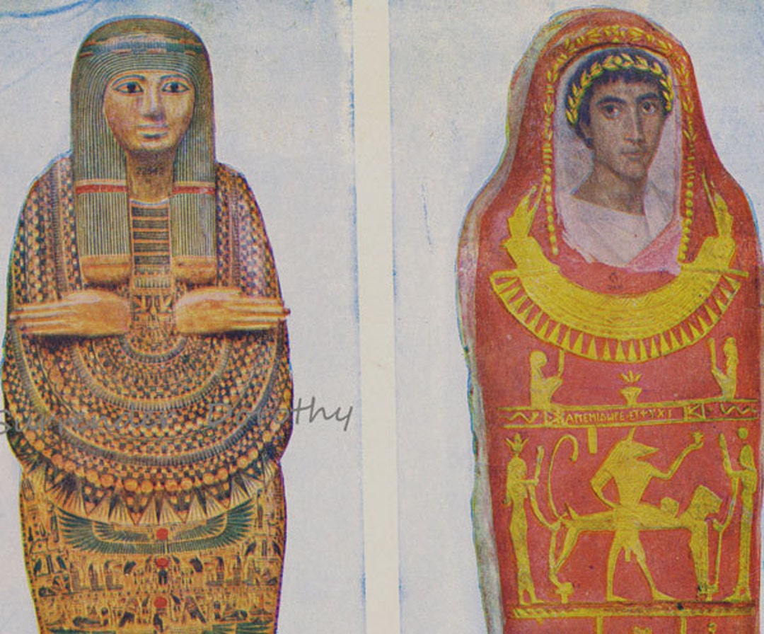 Egyptian Greek Mummy Sarcophagus Lithograph Ancient Natural History ...