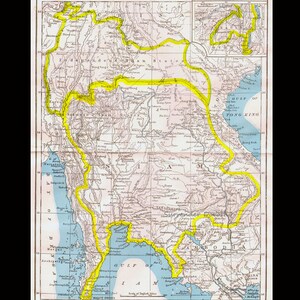 Siam Thailand Cambodia Map Antique Copper Engraving Asian Cartography ...