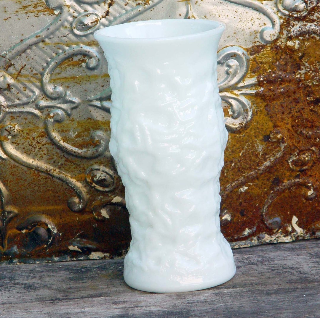 Bumpy Milk Glass Vase E O Brody Tall Retro Vintage Wedding Floral ...