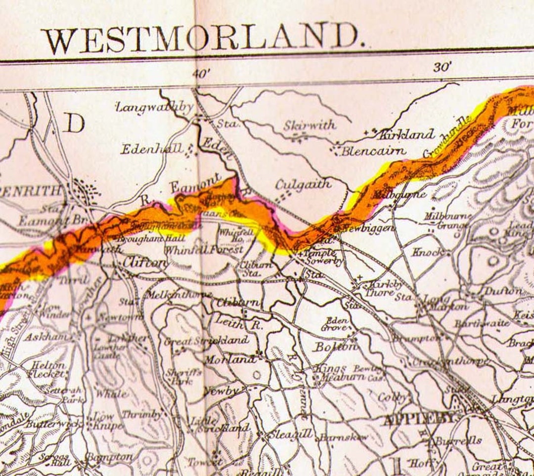 Westmorland County England Map Antique Copper Engraving European ...
