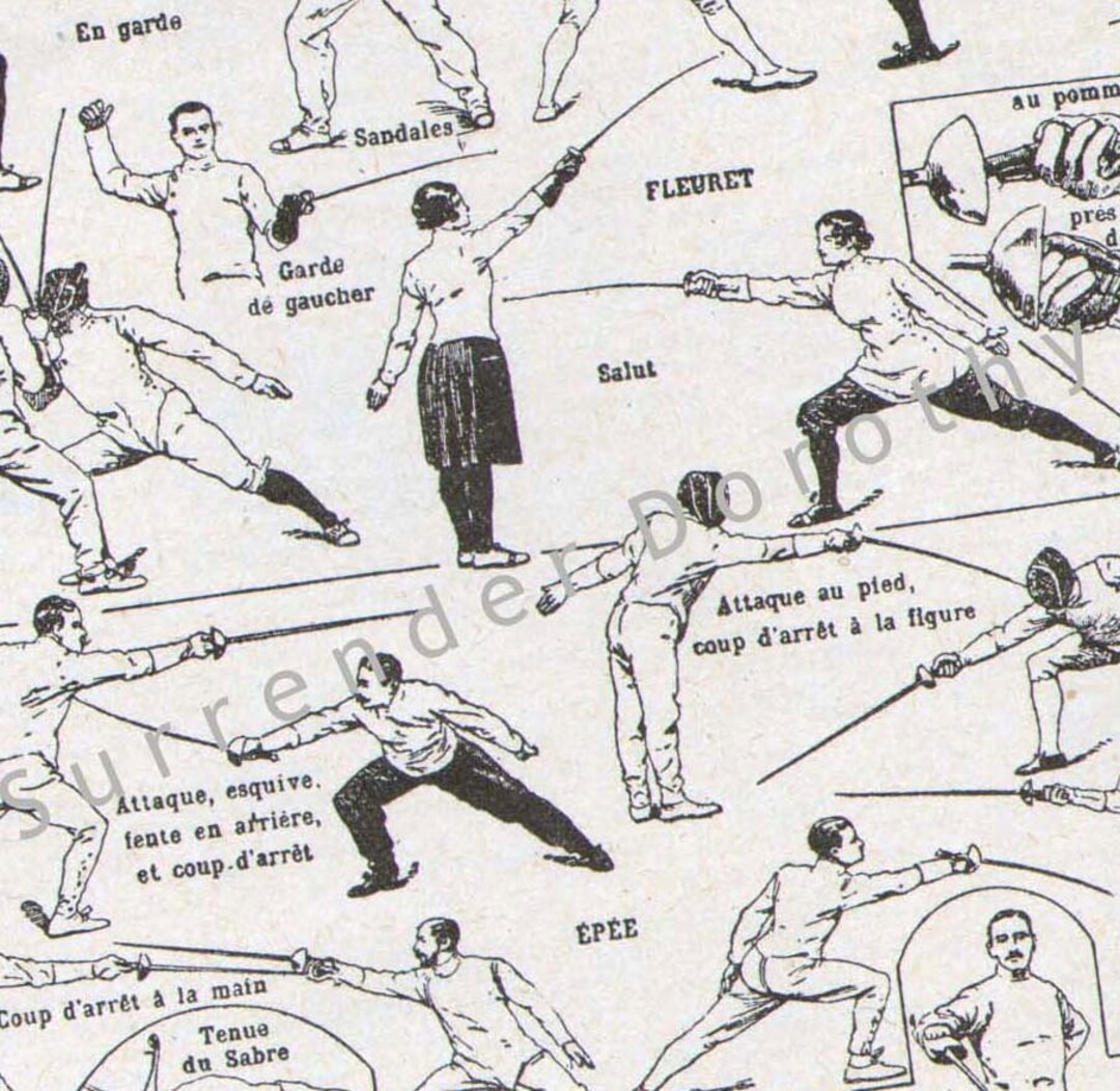 Fencing Moves French Dictionary Paris France Athletic Sports Chart to ...