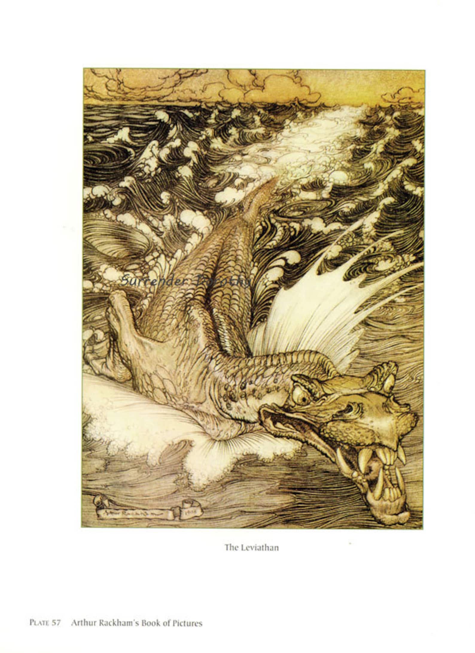 Leviathan Dragon Sea Monster Arthur Rackham Vintage - Etsy
