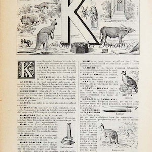 Letter K French Dictionary Alphabet Chart Monogram Paris France to ...