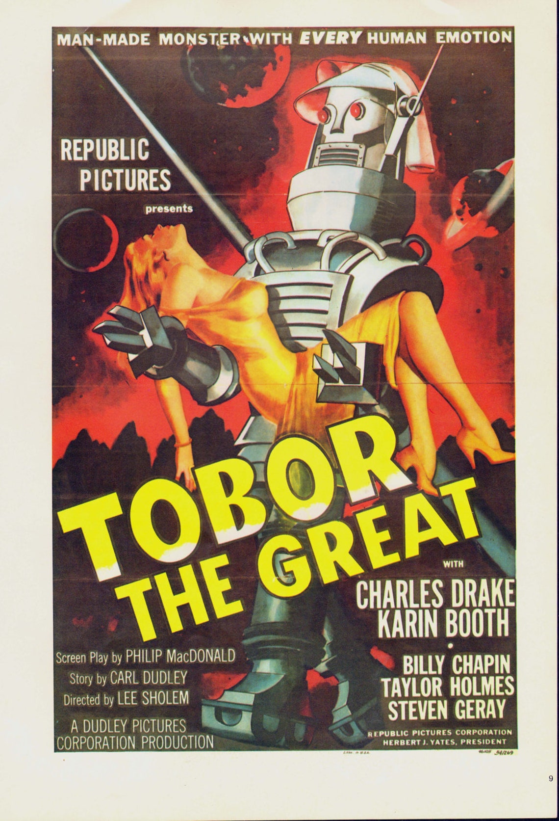 Tobor the Great 1950s Sci Fi Horror Movie Poster Full Color - Etsy