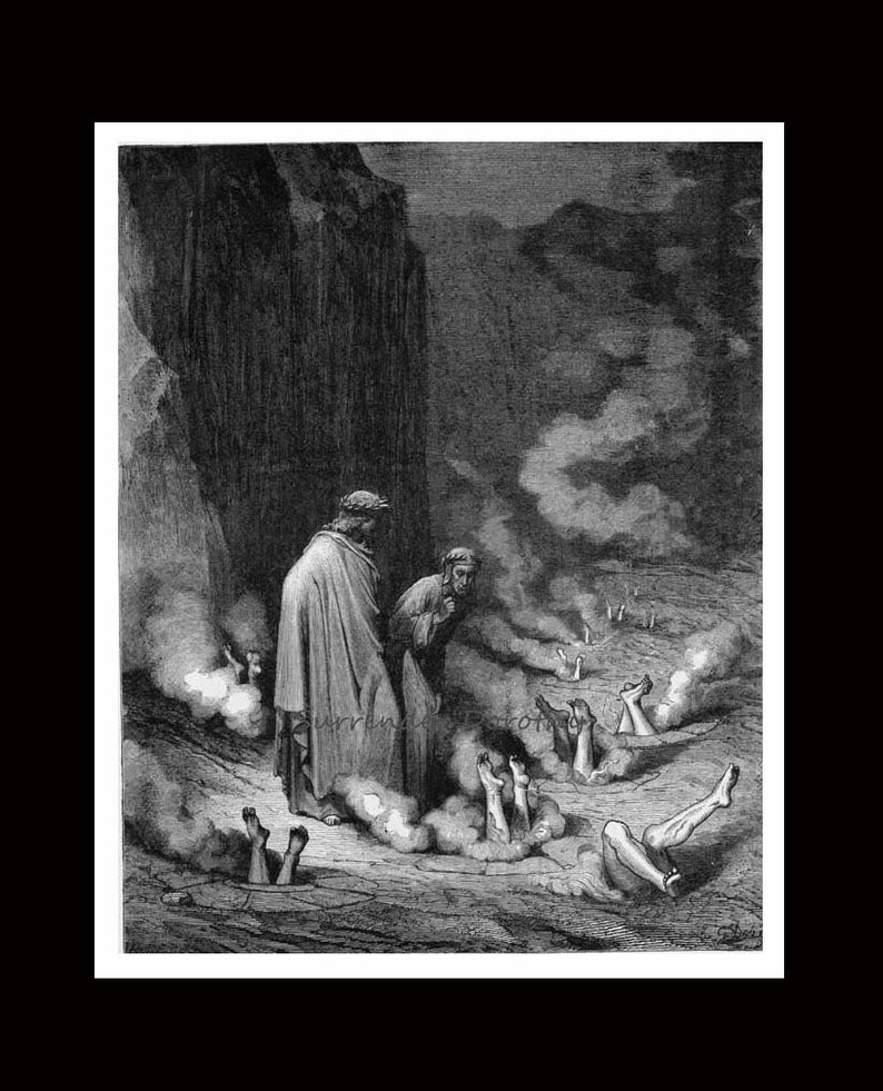 Dante Rebukes Pope Nicholas III Fourth Bolgia Inferno Canto 19 Gustave ...