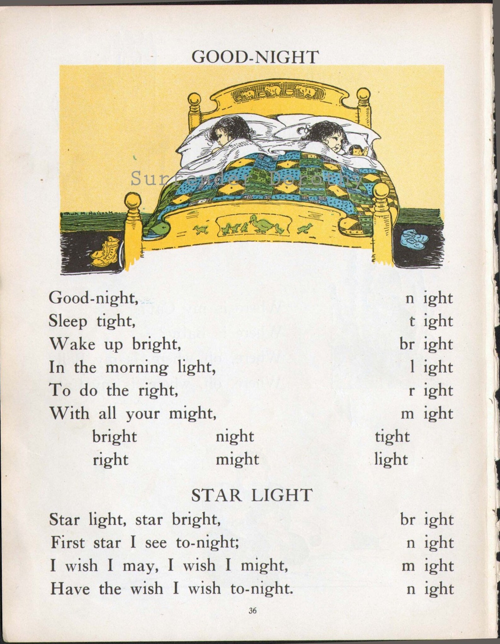 Goodnight by Ruth Hallock 1927 Vintage Nursery Illustration & - Etsy