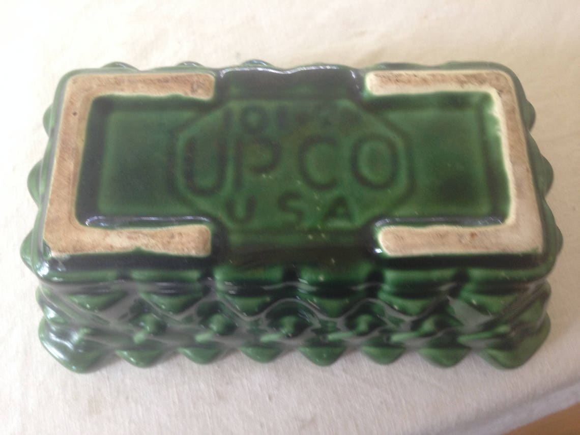 Upco Pottery Succulent Planter Hunter Green Vintage Organizer - Etsy
