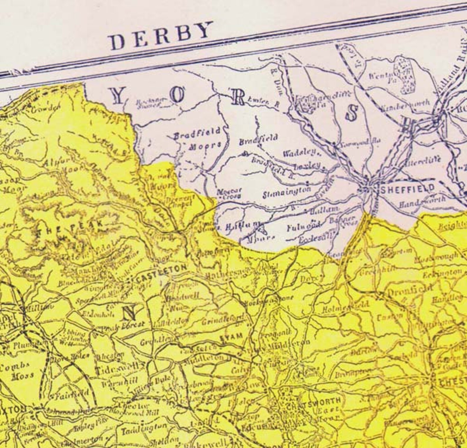 Derby County England Map Antique Copper Engraving Vintage European ...