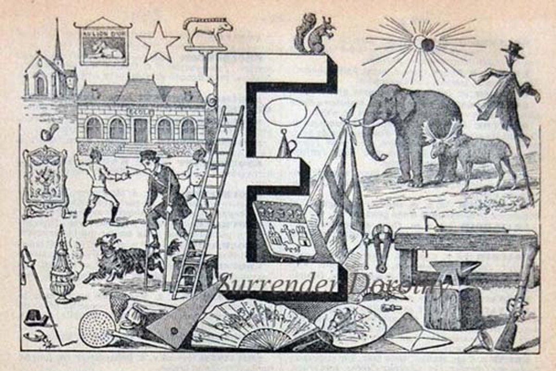 Letter E French Dictionary Alphabet Chart Paris France to Frame Black ...