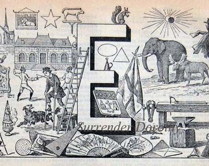 Letter E French Dictionary Alphabet Chart Paris France to - Etsy