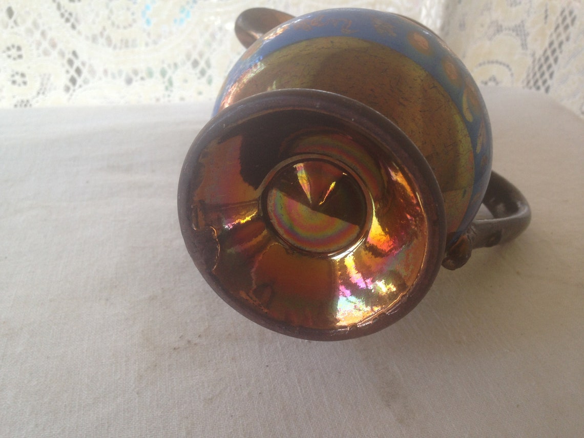 Antique Staffordshire English Copper Luster Ware Pitcher Blue - Etsy