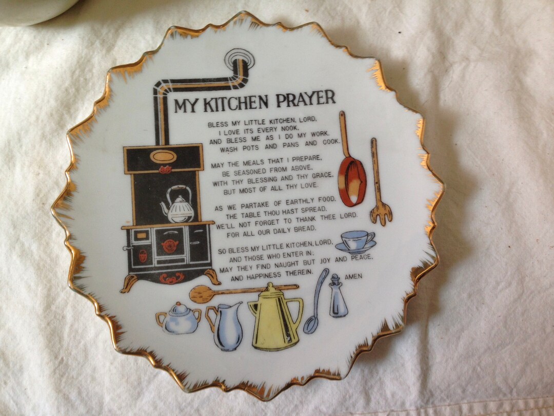 My Kitchen Prayer Plate Mid Century Christian Home Decor Gold Trim - Etsy