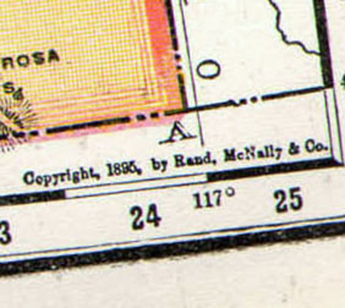 Oregon State Map USA 1895 Rand Mcnally Four Color Victorian Antique ...